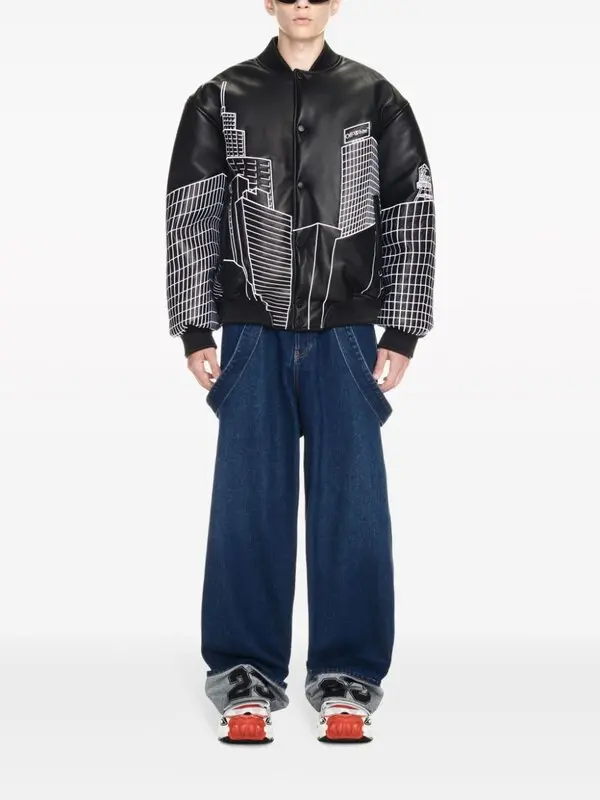 Off-White Skyline Leather Bomber Jacket