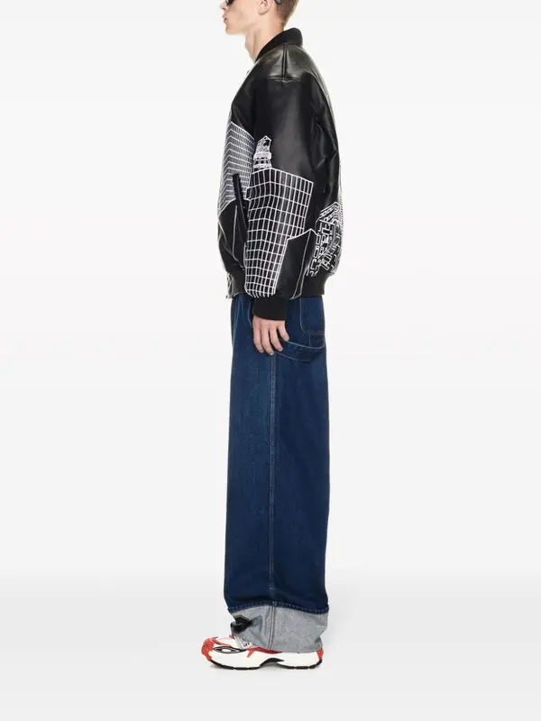 Off-White Skyline Leather Bomber Jacket
