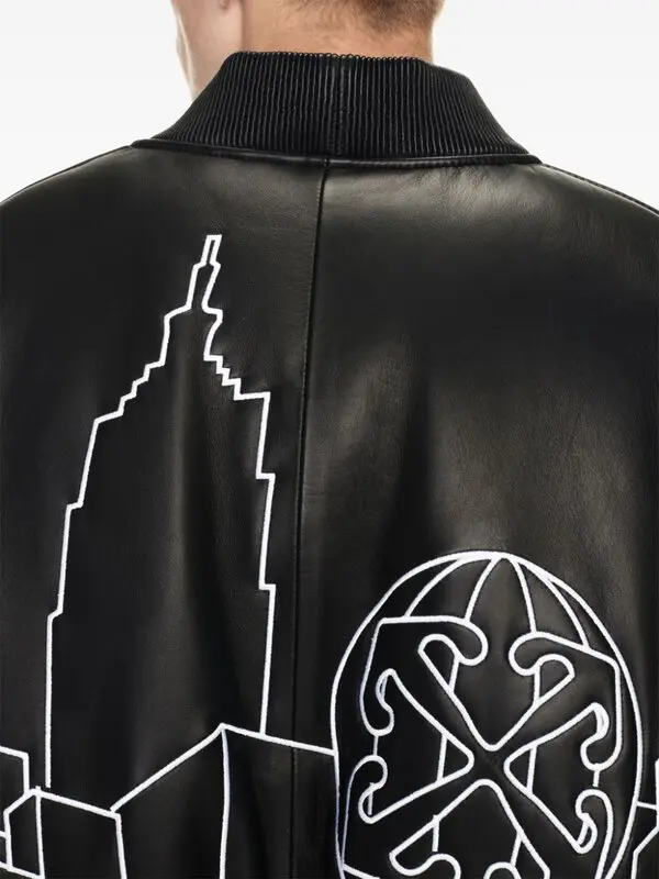 Off-White Skyline Leather Bomber Jacket
