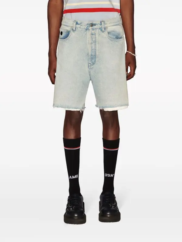 AMBUSH Raw-edge Denim Shorts - Blue