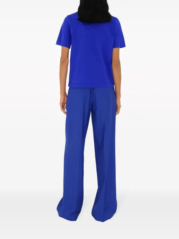 Burberry Logo Embroidered Cotton T-shirt - Blue