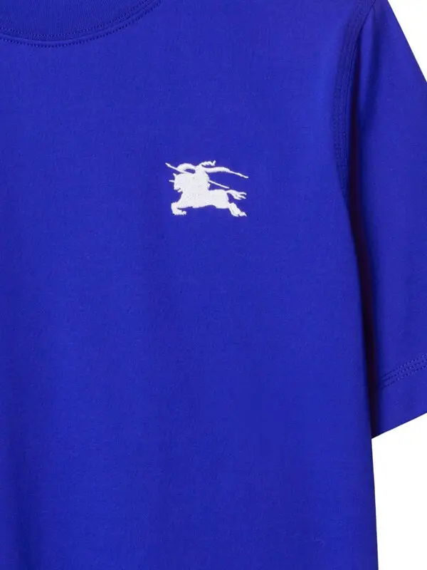 Burberry Logo Embroidered Cotton T-shirt - Blue