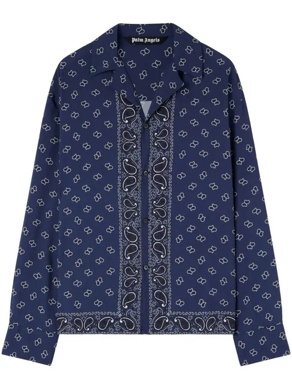 Palm Angels Paisley-print Long-sleeve Shirt - Blue