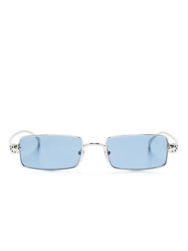 Cartier Panthère De Rectangle-frame Sunglasses - Silver