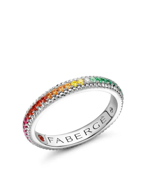 Faberge 18kt White Gold Colour Of Love Multi-stone Eternity Ring - Silver