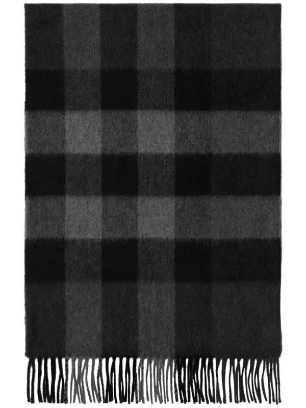 Burberry Checked Cashmere Scarf - Grey