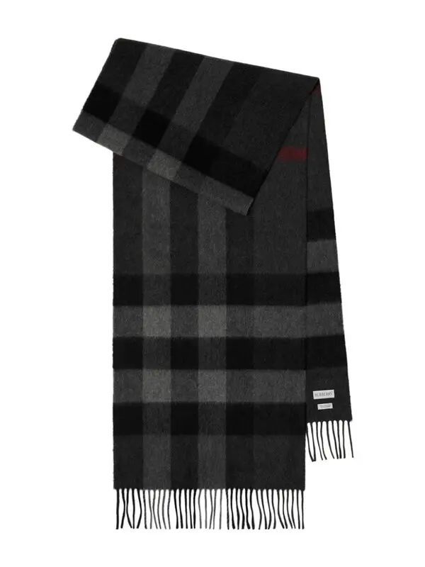 Burberry Checked Cashmere Scarf - Grey
