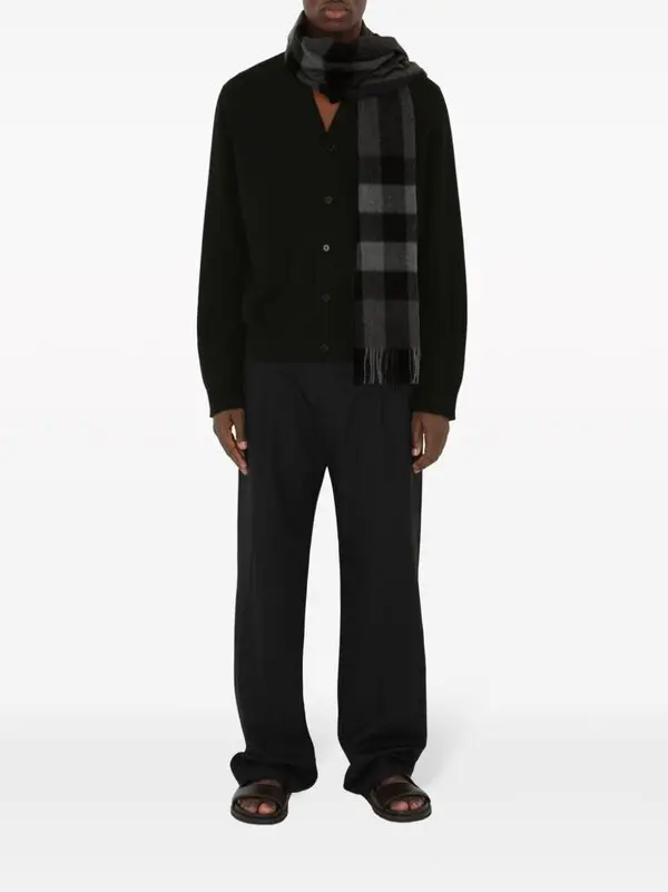 Burberry Checked Cashmere Scarf - Grey