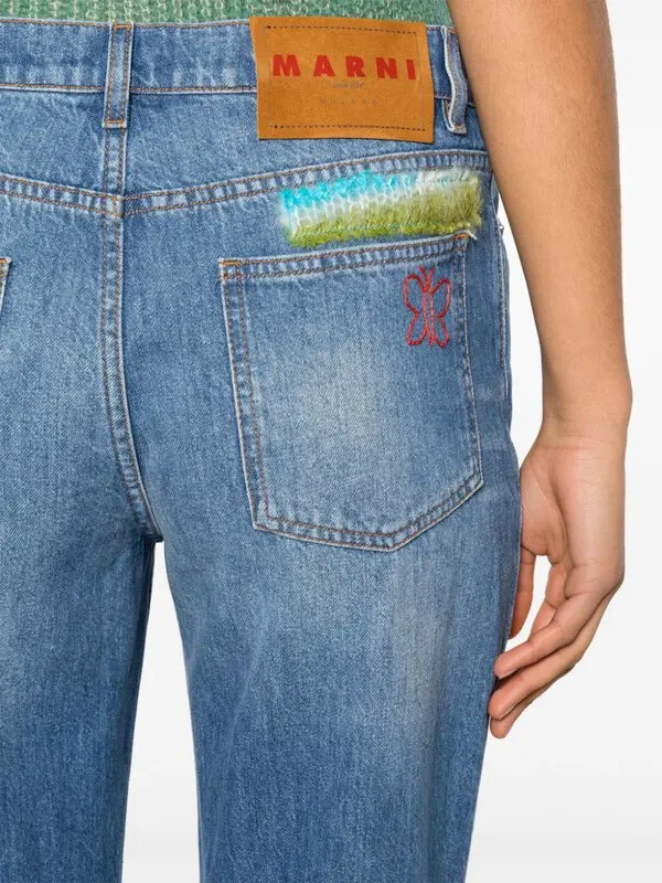 Marni Mohair-detail Straight-leg Jeans