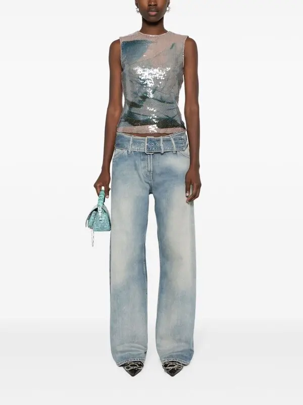 16Arlington Nage Abstract-print Sequinned Top