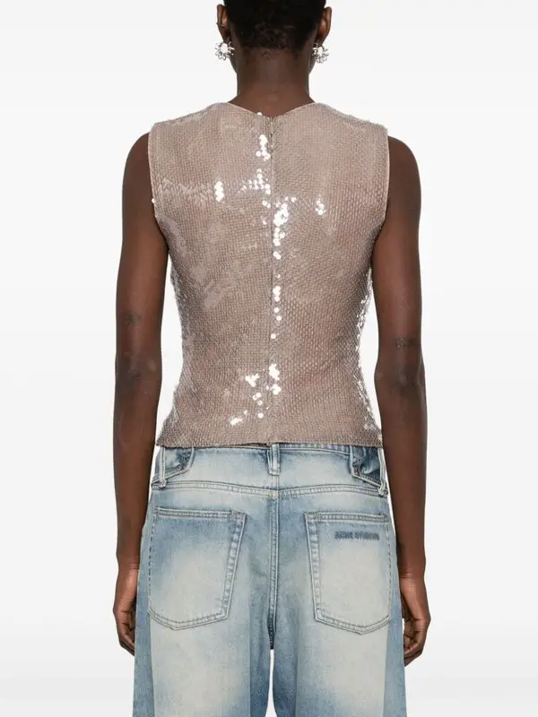 16Arlington Nage Abstract-print Sequinned Top