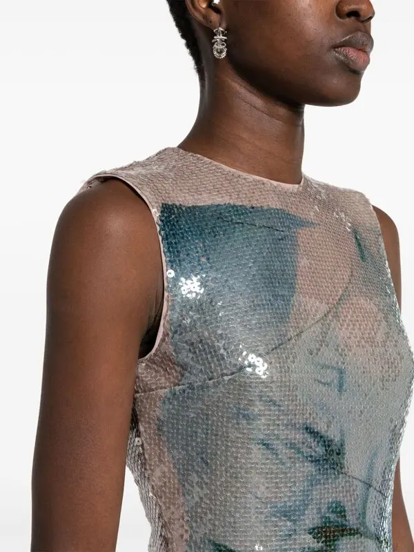 16Arlington Nage Abstract-print Sequinned Top