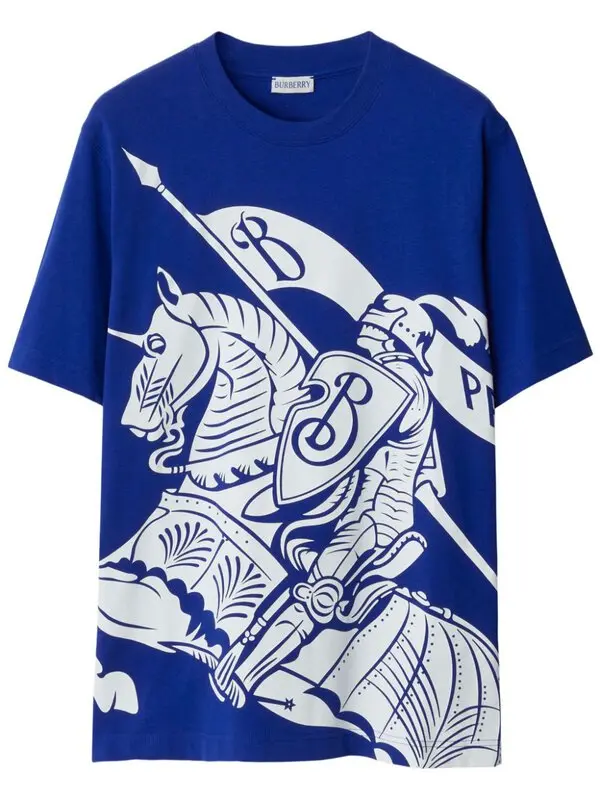 Burberry Ekd-Print Cotton T-Shirt In Blue - 50% Off
