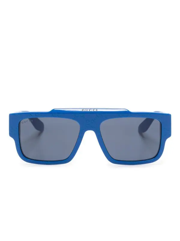Gucci Gg Supreme Square-frame Sunglasses - Blue