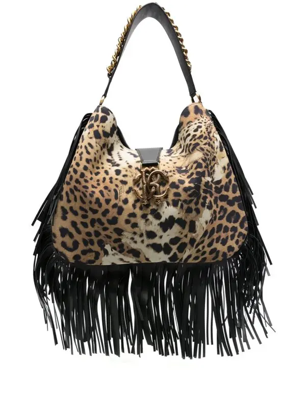 Roberto Cavalli Logo-plaque Jaguar-print Shoulder Bag
