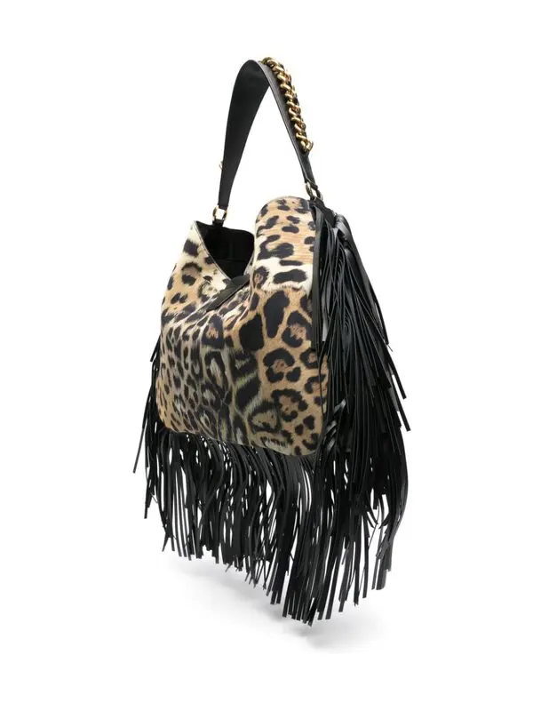 Roberto Cavalli Logo-plaque Jaguar-print Shoulder Bag
