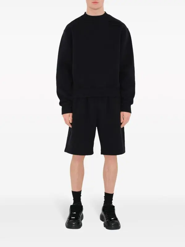 Burberry Equestrian Knight-motif Cotton Shorts - Black
