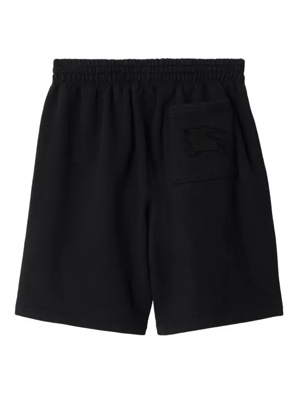 Burberry Equestrian Knight-motif Cotton Shorts - Black