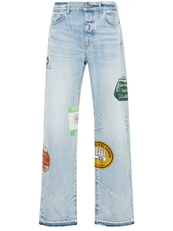 Amiri Travel Patch Straight-leg Jeans - Blue