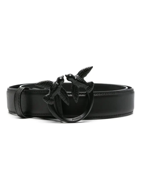 Pinko Love Berry Leather Belt - Black