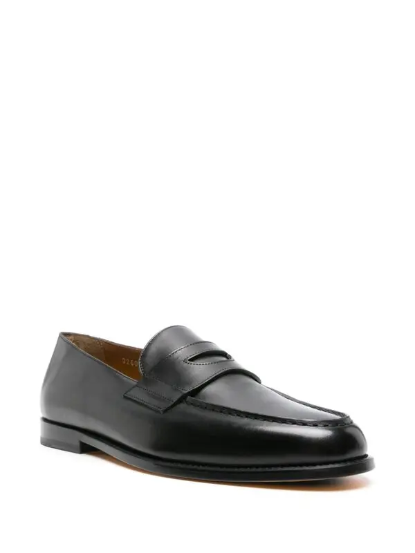 DOUCAL'S High-shine Leather Loafers - Black