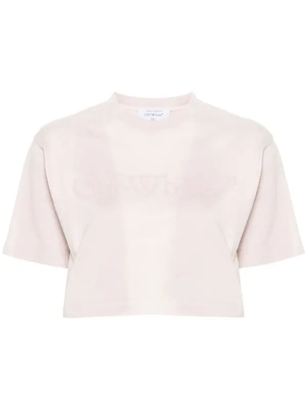 Off-White Rubberised-logo Cropped T-shirt