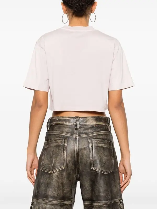 Off-White Rubberised-logo Cropped T-shirt