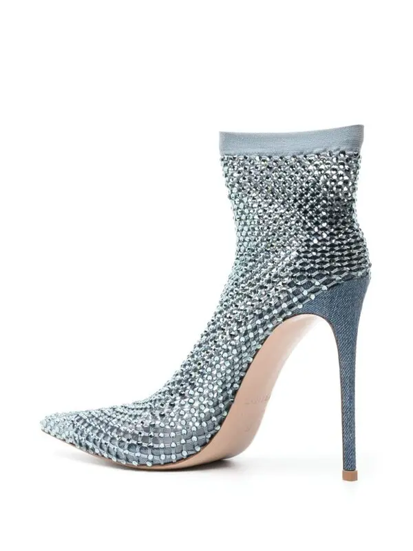 LE SILLA Gilda 115mm Crystal-embellished Boots - Blue