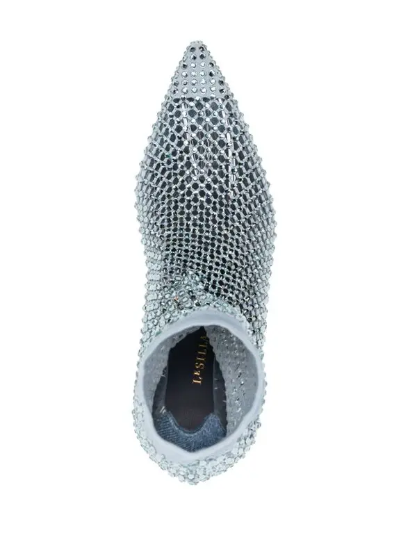 LE SILLA Gilda 115mm Crystal-embellished Boots - Blue