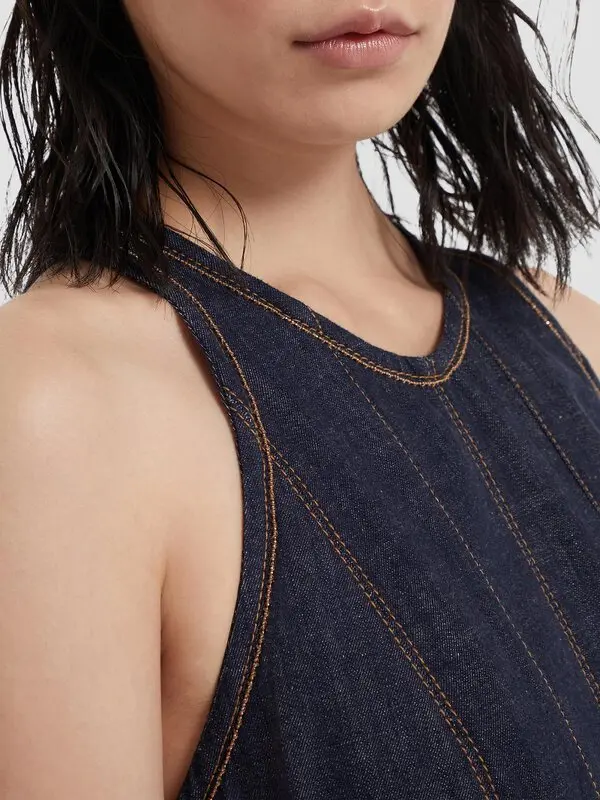 Brunello Cucinelli Lightweight Wet Effect Dress With Shiny Trims