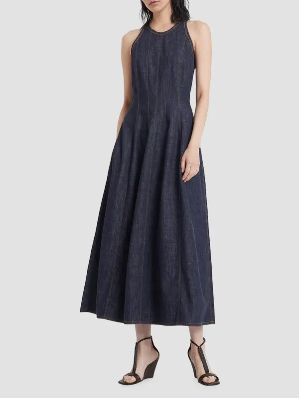 Brunello Cucinelli Lightweight Wet Effect Dress With Shiny Trims