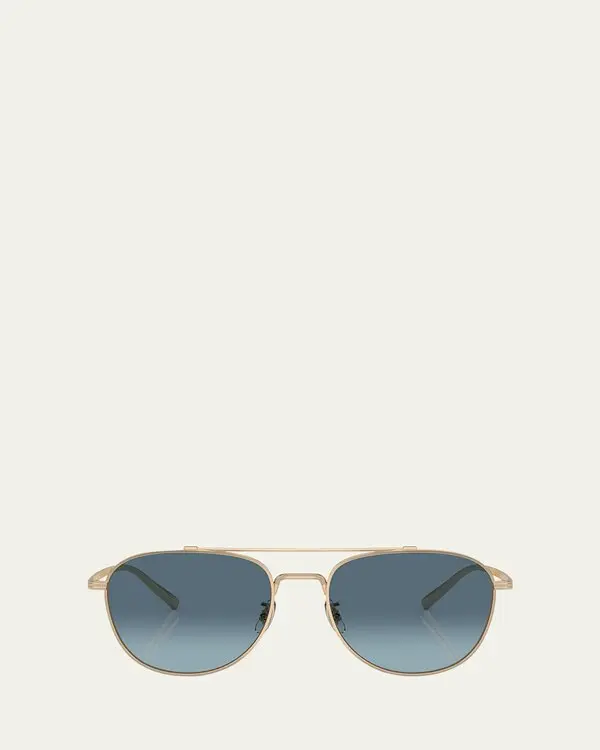 Oliver Spencer Double-bridge Aviator Sunglasses - Blue Gradient