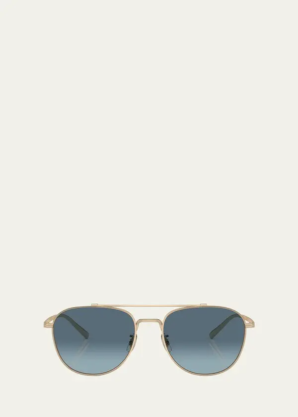 Oliver Spencer Double-bridge Aviator Sunglasses - Blue Gradient