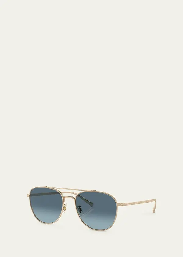 Oliver Spencer Double-bridge Aviator Sunglasses - Blue Gradient