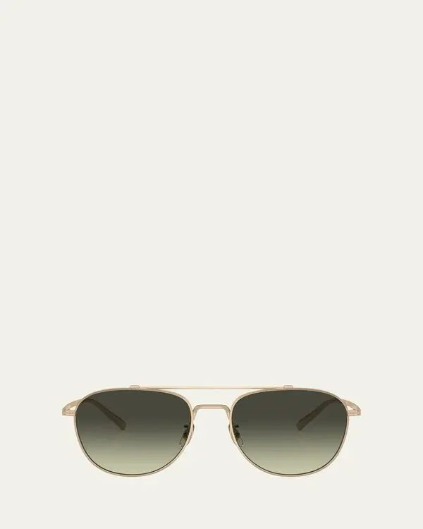 Oliver Spencer Double-bridge Aviator Sunglasses - Gold