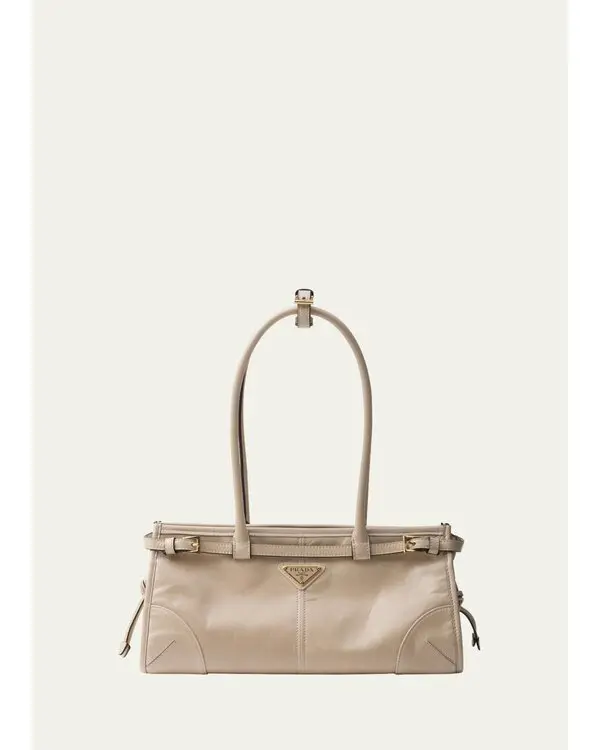 Prada Medium East-west Leather Shoulder Bag - Travertino