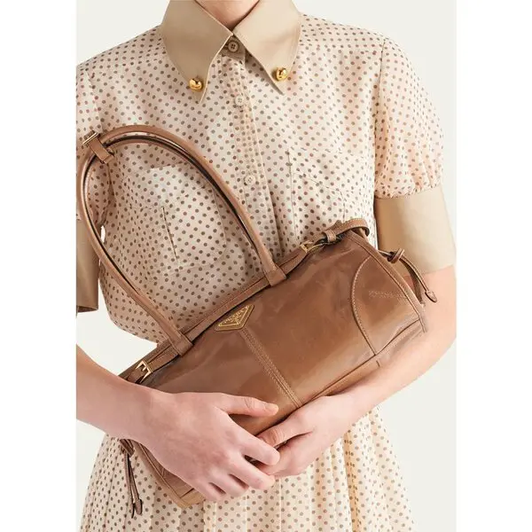 Prada Medium East-west Leather Shoulder Bag - Travertino