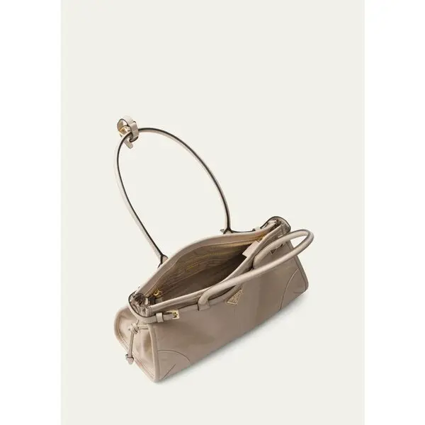 Prada Medium East-west Leather Shoulder Bag - Travertino