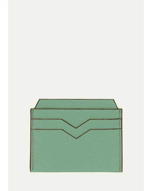 VALEXTRA Calf Leather Card Holder - Eucalipto