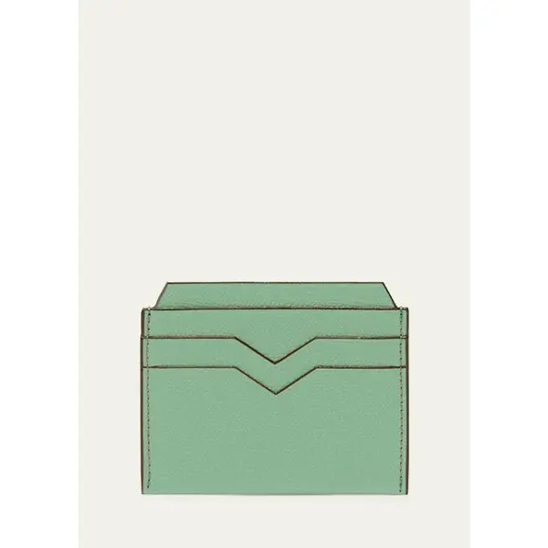 VALEXTRA Calf Leather Card Holder - Eucalipto