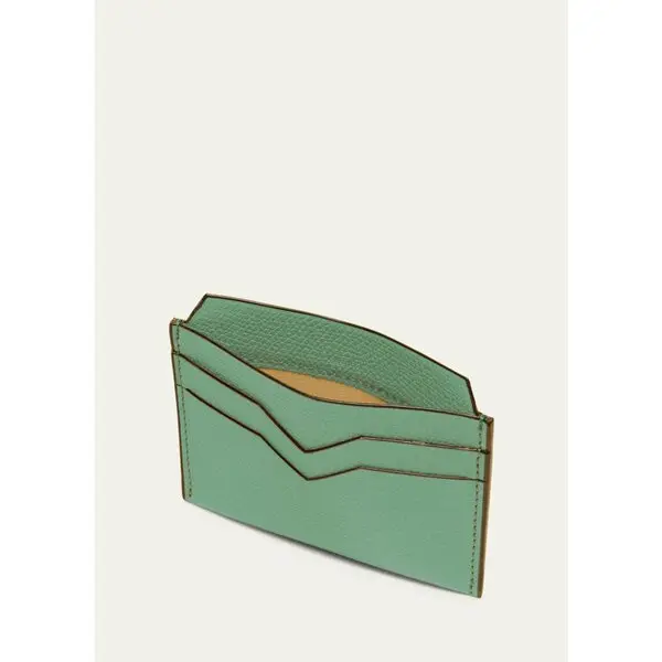 VALEXTRA Calf Leather Card Holder - Eucalipto