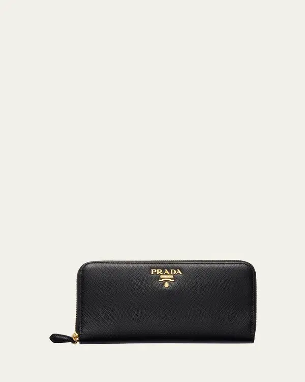 Prada Large Continental Leather Wallet - Nero