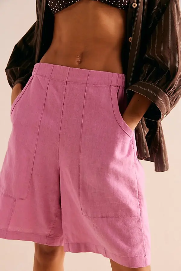 Free People On Repeat Linen Shorts