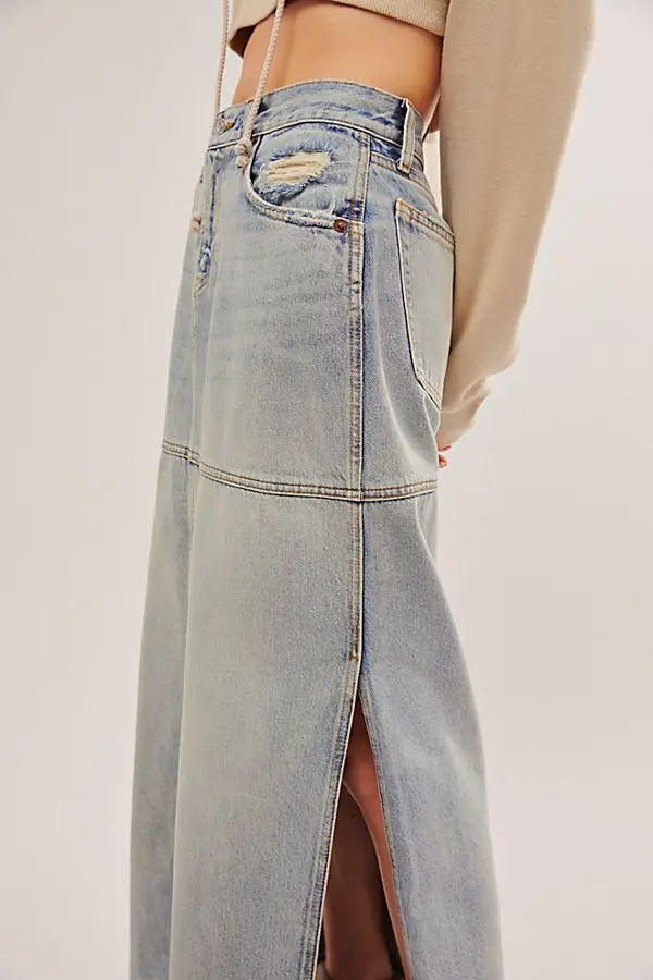 RE/DONE Mid-rise Split Skirt