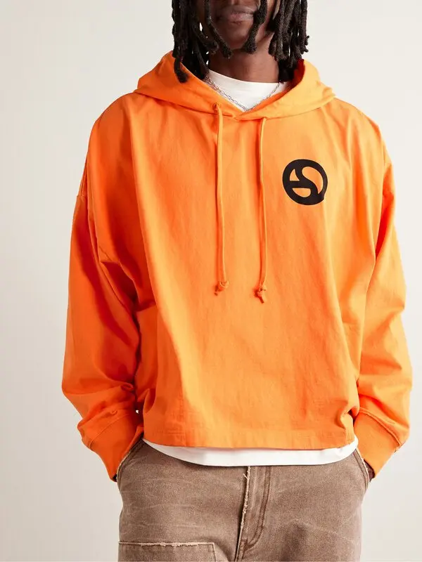 Acne Studios Fester H U Logo-Print Hoodie In Orange - 70% Off