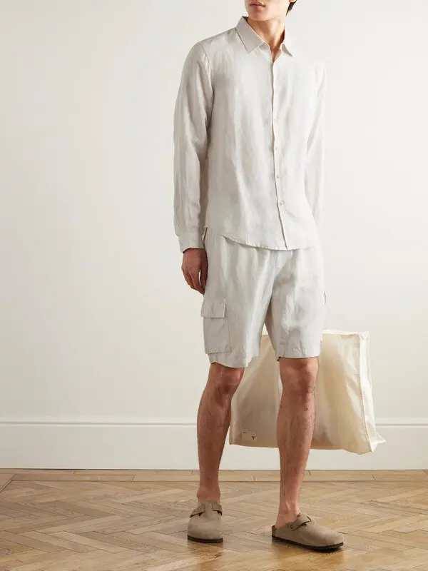 Onia Air Straight-leg Linen And Lyocell-blend Cargo Shorts