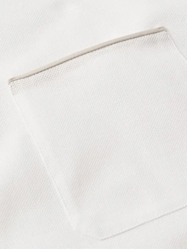 Zegna Slim-fit Nubuck-trimmed Cotton-piqué Polo Shirt