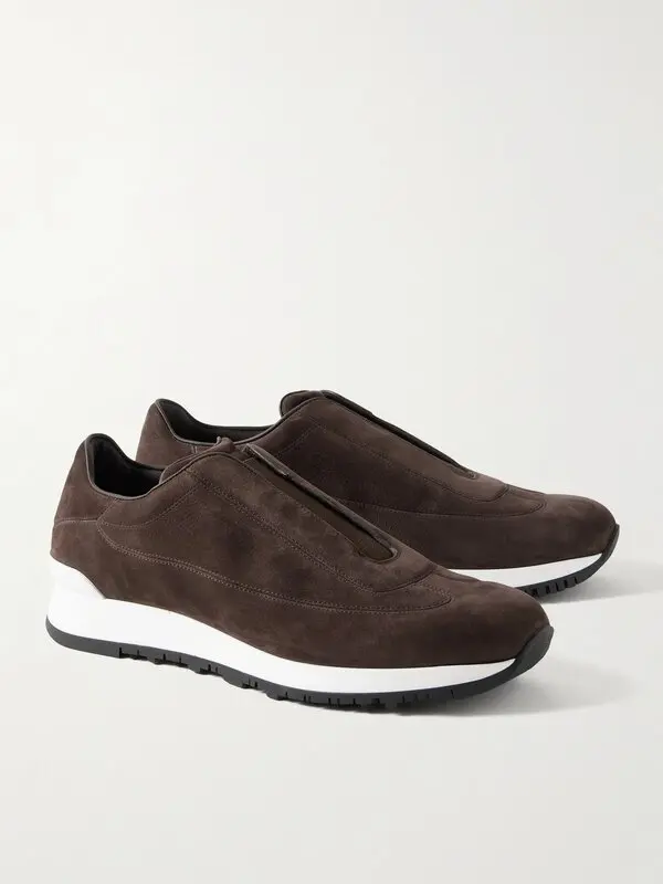 John Lobb Lift Nubuck Slip-on Sneakers - Brown