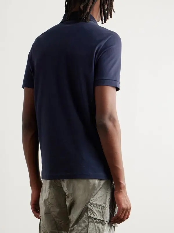 Stone Island Logo-appliquéd Cotton-blend Piqué Polo Shirt - Blue