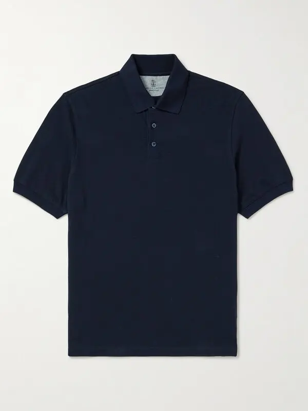 Brunello Cucinelli Cotton-piqué Polo Shirt - Blue